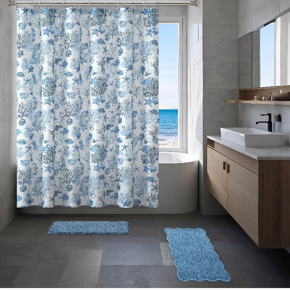 Mainstays | Bath | Mainstays Blue Coastal Shower Set | Poshmark